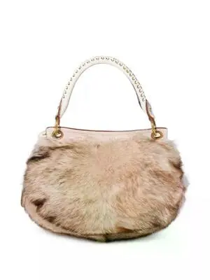 Miu Miu Rendez-vous Shearling And Nappa Leather Bag With Metal Studs