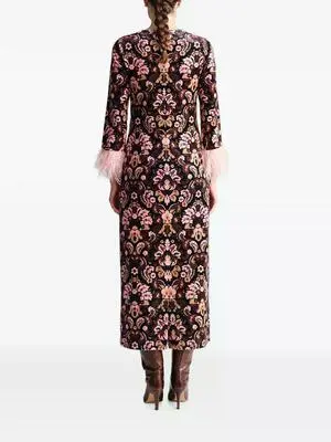 Cara Cara Danya Feather-trim Damask Dress
