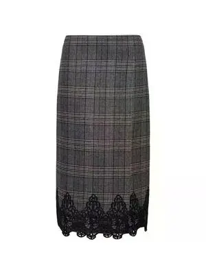 Cara Cara Allie Lace-trimmed Check Midi Skirt - Grey