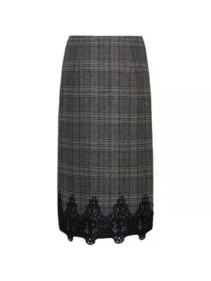 Cara Cara Allie Lace-trimmed Check Midi Skirt