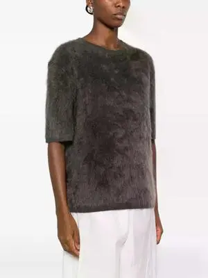 LISA YANG Maren Brushed Short-sleeve Sweater - Grey