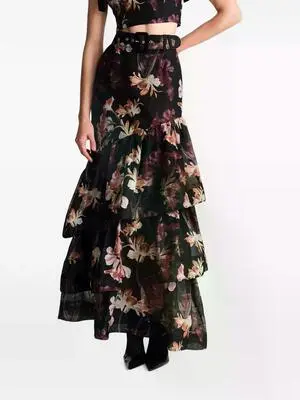 Cara Cara Priya Floral-print Tiered Maxi Skirt