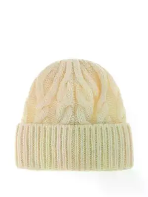 Moncler Cable-knit Ribbed-trim Beanie Hat - Neutrals