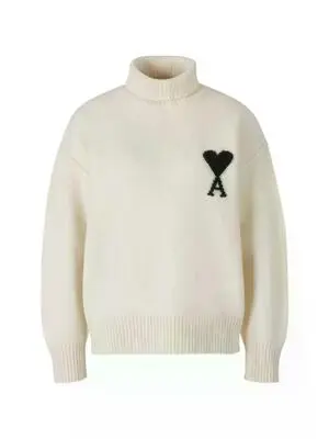 AMI Paris De Coeur Roll-neck Sweater - Neutrals