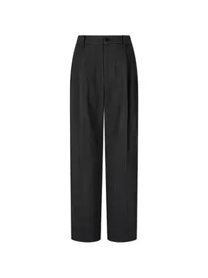 STUDIO TOMBOY Herringbone Pleated Straight-leg Trousers - Grey