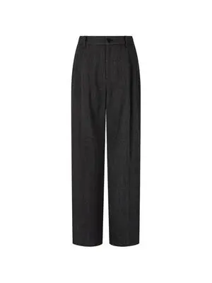 STUDIO TOMBOY Herringbone Pleated Straight-leg Trousers - Grey