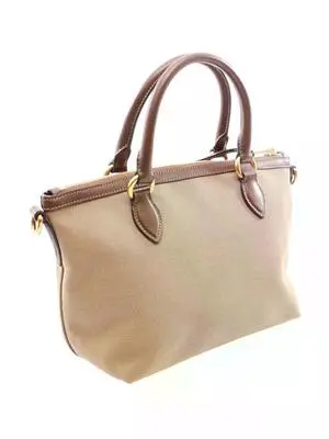 Prada 2000-2013 Canvas Canapa Logo Bow Satchel - Neutrals