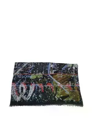 Faliero Sarti Art In Japan Frayed Scarf - Black