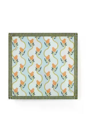La DoubleJ Melograno Placee Floral-print Napkins - Blue