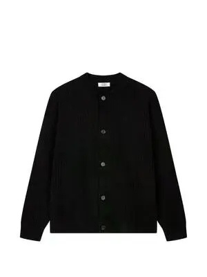 STUDIO TOMBOY Ribbed-knit Round-neck Cardigan - Black