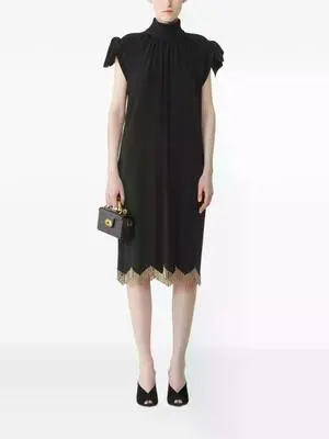 LANVIN Bow-detail Crystal-fringe Midi Dress - Black
