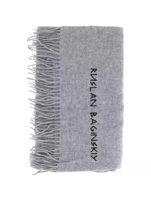 Ruslan Baginskiy Logo-embroidered Fringed Scarf - Grey
