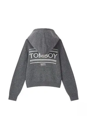 STUDIO TOMBOY Logo-intarsia Knit Zip-up Hoodie