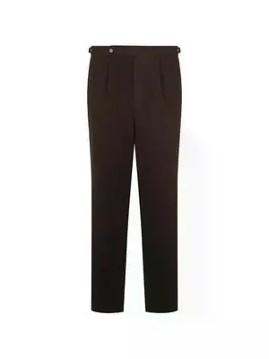 BOSS Patterned Tapered-fit Pants In Italian-cotton - Brown