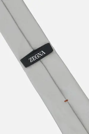 Zegna Pointed-tip Silk Tie - Gray