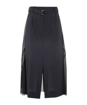 Sacai Stripe Belted Midi Skirt
