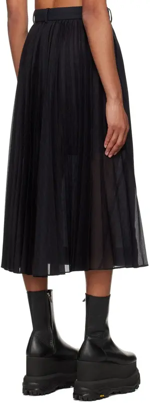 Sacai Stripe Belted Midi Skirt