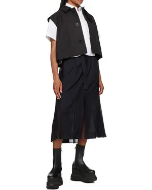 Sacai Stripe Belted Midi Skirt