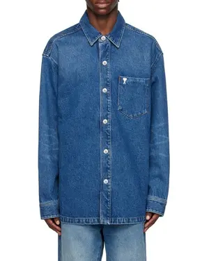 AMI Paris De Coeur-plaque Denim Jacket