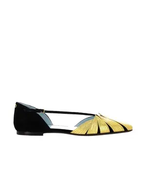 Valentino Garavani Cut-out Detailed Pointed Toe Ballet Flats - Black
