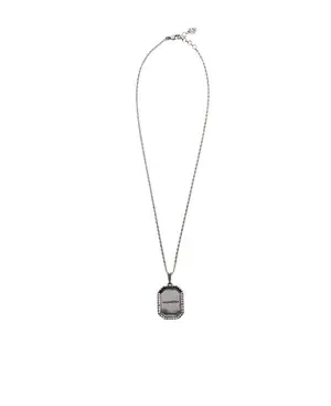 Alexander McQueen Logo Engraved Necklace - Gray