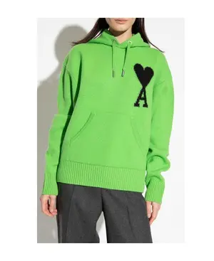 AMI Paris De Coeur Wool Knitted Hoodie