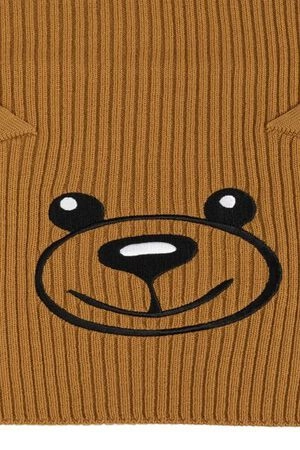 Moschino Bear Embroidered Knitted Scarf