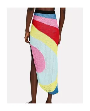 Staud Striped Asymmetric Knitted Skirt