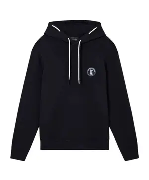 Emporio Armani Logo Patch Drawstring Hoodie - Navy Blue