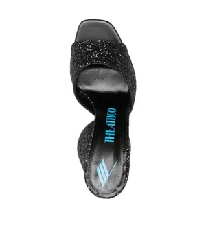 Attico Luz 105mm Glitter-embellished Mules - Black