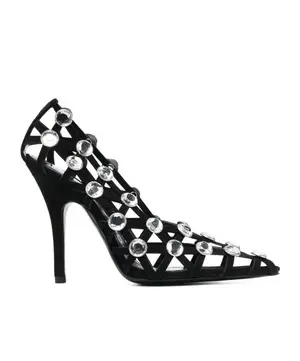 Attico Grid 105mm Rhinestone-embellished Pumpss - Black