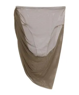 Norma Kamali Diana Draped Mesh Mini Skirt - Bark