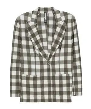Norma Kamali Checked Single-breasted Blazer - Bark Grid