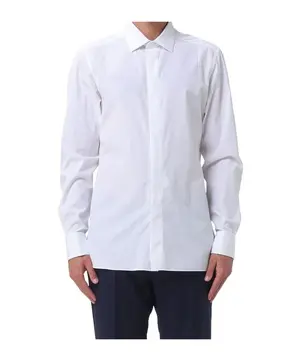 Zegna Poplin-texture Classic-collar Shirt - White