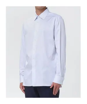 Zegna Striped Poplin Shirt - Blue