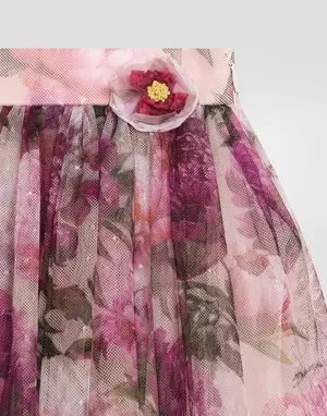 Dolce & Gabbana Peony-print Tulle Skirt