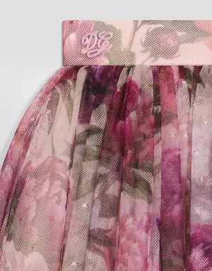 Dolce & Gabbana Peony-print Tulle Skirt