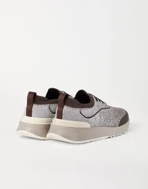 Brunello Cucinelli Logo Embossed Knitted Lace-up Sneakers