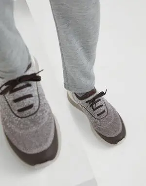 Brunello Cucinelli Logo Embossed Knitted Lace-up Sneakers