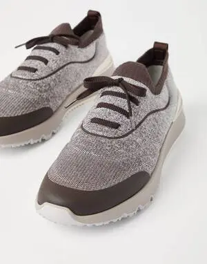 Brunello Cucinelli Logo Embossed Knitted Lace-up Sneakers