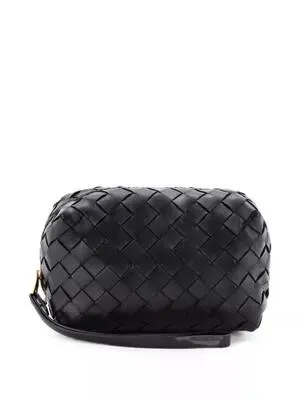 Bottega Veneta Wristlet Cosmetic Intrecciato Nappa Pouch - Black