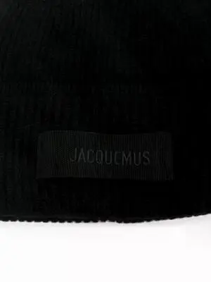 Jacquemus Logo-patch Ribbed Beanie Hat