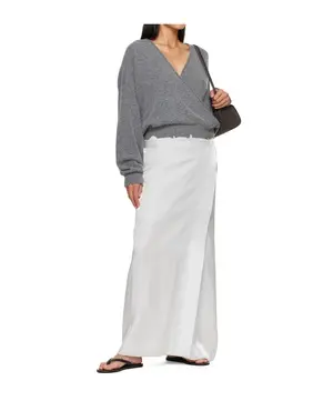 OPEN YY Wool-blend Crossover Wrap-style Knit Sweater - Grey
