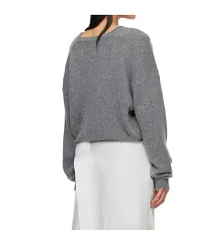 OPEN YY Wool-blend Crossover Wrap-style Knit Sweater - Grey