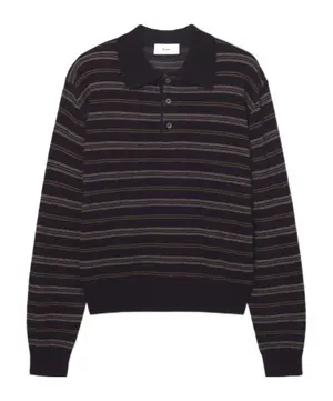 DUNST Striped Polo Shirt - Brown