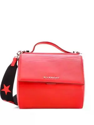 Givenchy Logo Strap Pandora Box Bag Leather Mini Crossbody Bag - Red