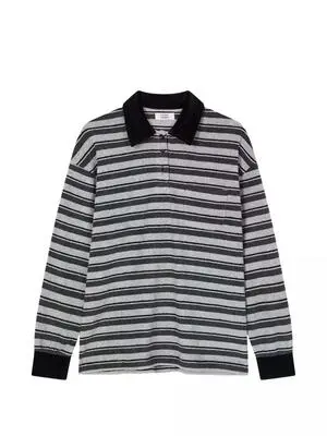 STUDIO TOMBOY Striped Long-sleeve Polo Shirt - Grey