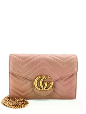 Gucci Gg Marmont Chain Wallet Matelasse Leather Mini Crossbody Bag - Neutrals