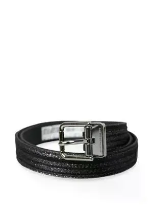 Dolce & Gabbana Glitter-finish Leather Belt - Black
