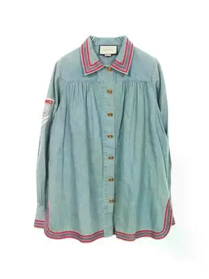 Gucci 2010s Interlocking G Button Shirt - Blue